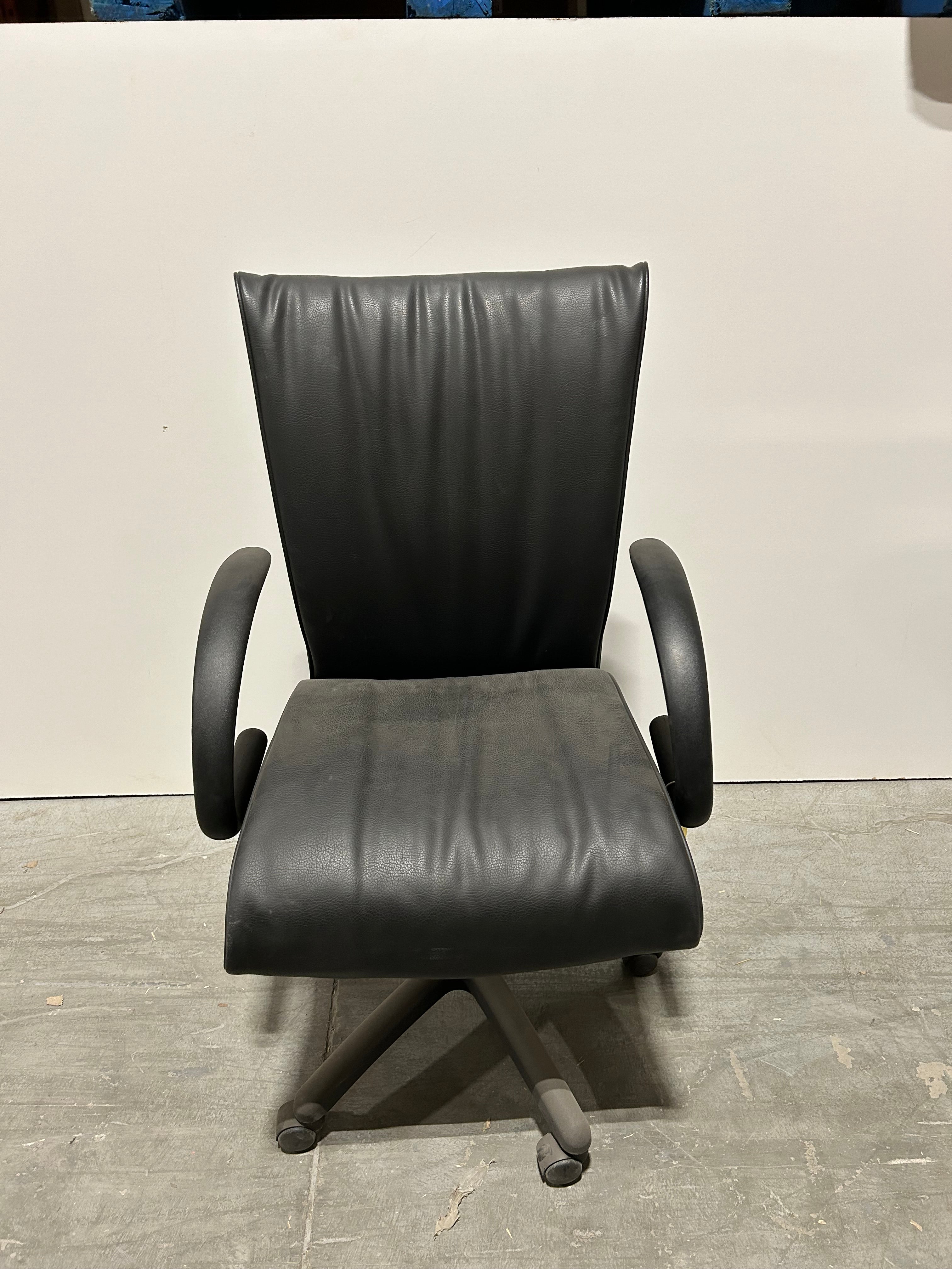 United Chair Fortune Fixed Arms Black Leather – Office Interiors Store